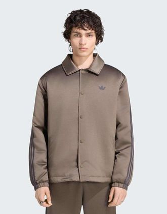 adidas Originals Jacke mit 3 Streifen aus Satin und Wattierung in branch-Braun