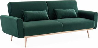 Sweeek Sweeek - 2-3-Sitzer Design Sofa mit Samtbezug, Samt, Grün