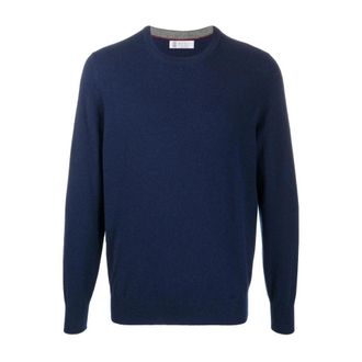 Brunello Cucinelli Blaue Kaschmir-Strickwaren Pullover - - Knitwear - Herren - Blau - L