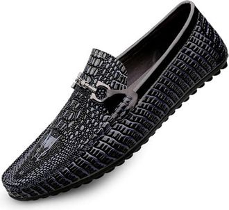 Generic Mocassins en cuir pour homme - Style décontracté - Chaussures de conduite confortables à enfiler - Chaussures habillées souples, bleu, 40 2/3 EU