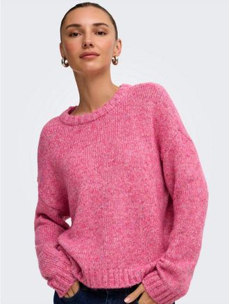 Only Strickpullover ONLSMILLA LS LOOSE O-NECK CS KNT Materialmix, verk&uuml;rzte Form