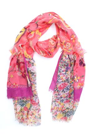 Etro Pink Floral Silk Scarf