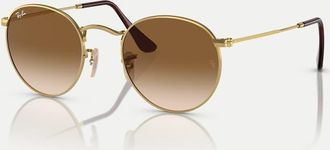 Ray-Ban Lunettes de soleil rondes en m&eacute;tal &agrave; verres marron - Dor&eacute;