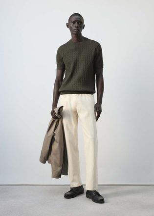 Mango T-shirt maille torsad&eacute;e 100 % coton chocolat - Homme - XXL - MANGO MAN