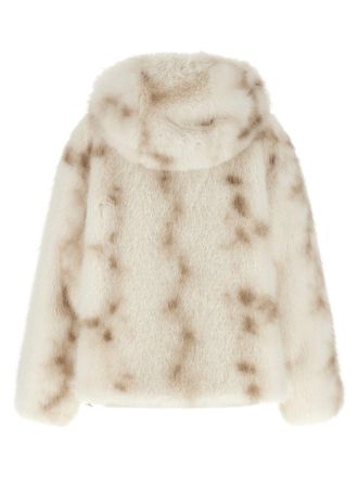 Herno Lynx-Effect Eco-Fur Bomber Jacket - Beige