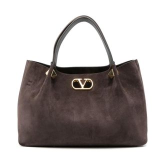 Valentino Garavani Rockstud Suede Tote Bag - - Bags - Damen - Braun - ONE SIZE