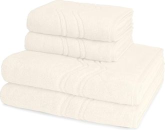 ROSS 4 teiliges Frottier-Set - Cashmere Feeling (2 X Handtuch 2 X Duschtuch im Set) - 520 g/m2 - Baumwolle - Walkfrottee - saugstark - weich und flauschig 