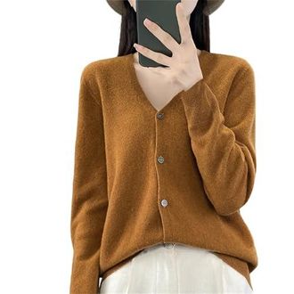 Generic Pull dhiver en % laine m&eacute;rinos pour femme - Col rond - Solide - D&eacute;contract&eacute; - Cachemire - Doux, Couleur caramel., Taille XL