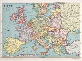 Artery8 Karte Whitneygraham 1930 Europa Politische Ungerahmter Druck 30x40 cm