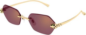 Cartier CT0636S Gold-Tone Metal Sunglasses - Brown