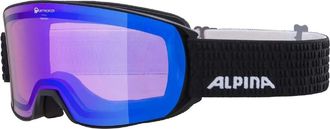 Alpina NAKISKA Q - verspiegelte, kontrastverst&auml;rkende & polarisierte OTG Skibrille mit 100% UV-Schutz f&uuml;r Erwachsene - black matt/blue - one size