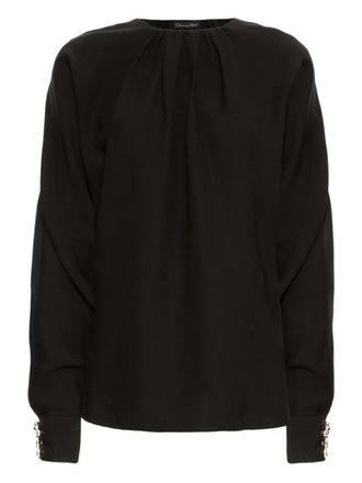 Oscar De La Renta Bluse mit gerafften Bündchen - Schwarz