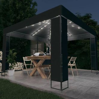 vidaXL Vidaxl - Tonnelle avec double toit et lumi&egrave;res led 3x3 m Anthracite