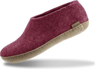 Glerups dk GLERUPS Hallenschuhe Damen & Herren (Cranberry) | Unisex Wollpantoffeln mit Ledersohle