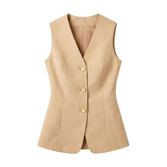 Gaud&igrave; V-Neck Buttoned Long Vest - - Suits - Damen - Beige - XS