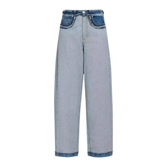 Marni Niedrig sitzende Blaue Baumwoll-Weitbein-Jeans - - Jeans - Damen - Blau - 3XS