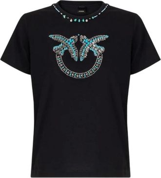 Pinko Pinko, Femme, Tops, Noir, Taille: 38 FR Fidenza T-Shirt