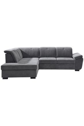 Xora Ecksofa, Grau, Textil, Buche, Hartholz, Uni, 4-Sitzer, Ottomane links, L-Form, 280x202 cm, seitenverkehrt erh&auml;ltlich, Schlafen auf Sitzh&ouml;he, R&uuml;cken ec
