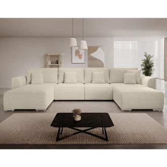 Best Mobilier Bestmobilier - Gabriel - canapé panoramique en u 7 places convertible avec coffre en tissu texturé