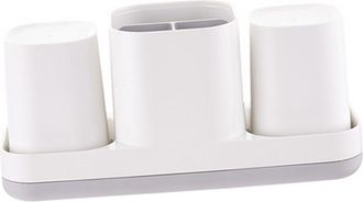 Angoily Zahnb&uuml;rstenhalter aus Robustem ABS Kunststoff Wei&szlig; Zahnpasta und Becherhalter Kompakte Badezimmer Aufbewahrung f&uuml;r Ordentliche Waschbecken