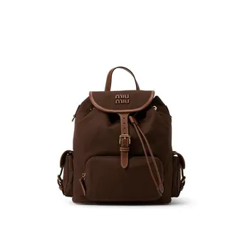 Miu Miu Sac &agrave; dos en toile et cuir