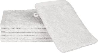 ROSS Premium Uni Handt&uuml;cher Boucle Silber, Waschhandschuh 16x22 cm