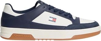 Tommy Jeans Basketball-Sneaker aus Leder mit Kontrasttextur - - Shoes - Herren - Blau - 44 EU