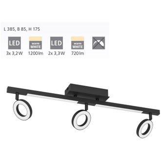 Eglo Lampe &agrave; spot Cardillio 2 LED en satin en plastique 3x3,2w 2x3,3w 3000K L: 38,5 cm B: 8,5 cm H: 17,5 cm