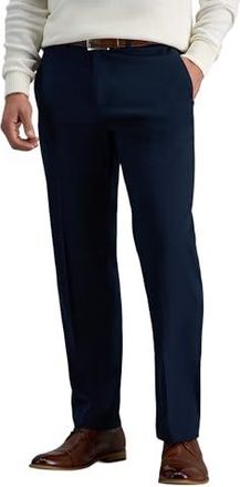Haggar Pantalon de qualité supérieure pour homme sans repassage Kaki Coupe droite Ceinture flexible - bleu - 36W x 32L