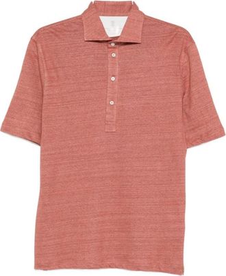 Brunello Cucinelli Homme, Tops, Rouge, Taille: M Chemise Polo en Lin