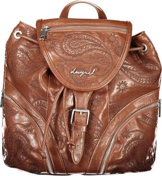 Desigual Rucksack aus Leder mit Paisley-Pr&auml;gung - - Bags - Damen - Braun - ONE SIZE