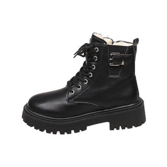 Generic Bottes dhiver &agrave; lacets chaudes et confortables pour femme avec doublure en fausse fourrure, talon bas et &eacute;pais, fermeture &eacute;clair lat&eacute;rale, confortable