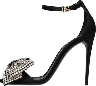 Dolce & Gabbana Femme, Chaussures, Noir, Taille: 37 1/2 EU Keira Satin Sandales