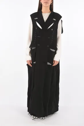 Maison Margiela MM0 Maxi Doppelreihiger Mantel aus Reiner Schurwolle Maison Margiela