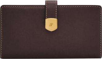 Fossil Lennox Leder oder Polyester Geldbörse für Damen Kakaobraun 17.15cm L × 1.91cm W × 8.89cm H