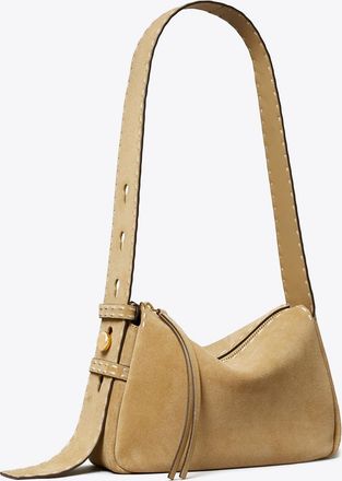 Tory Burch Damen Kleine Romy Schultertasche aus Wildleder mit Heftnaht
