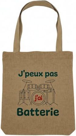 Fabulous Sac Shopping Tote Bag Aspect Lin - JPeux Pas Jai Batterie Rock Instrument Musique - Sac de Courses Toile Epaisse 360g Beige Naturel Cabas Port&eacute; Epaule