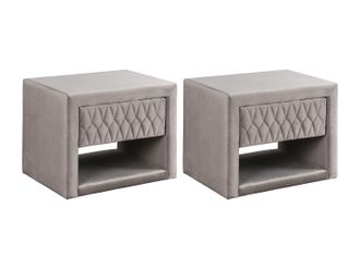 Vente-Unique 2er-Set Nachttische Daniele - 1 Schublade & 1 Ablage - Samt - Beige