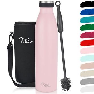 Milu Gourde en acier inoxydable 350 ml 500 ml, 750 ml, 1000 ml, 1,5 l - Bouteille isotherme, bouteille deau isolée, double paroi anti-fuite, convient aux a