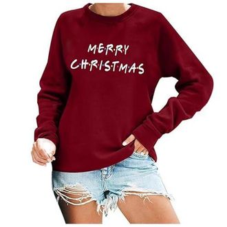 Generic Pull Moche Noël Femme des Pulls de Noël Sweatshirt a Col Rond Imprimé Lettres Tendance Et Décontracté pour Femme