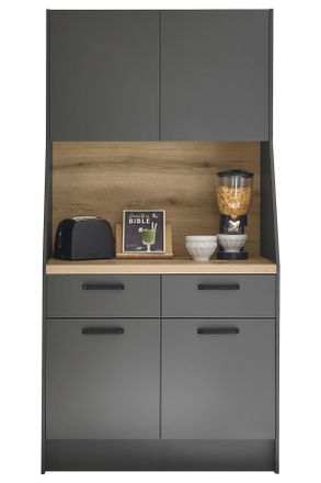 MID.YOU Mid.you Buffet, Graphit, Metall, 4 Fächer, 2 Schubladen, 103x205x58 cm, Beimöbel erhältlich, Küchen, Küchenmöbel, Buffetschränke