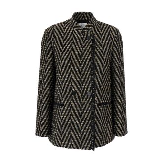 Forte_Forte Chevron Jacquard Oversized Jacke - - Jackets - Damen - Schwarzk - S