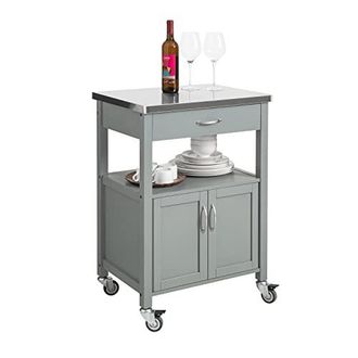 SoBuy Meuble de Cuisine &agrave; roulettes avec Plan de Travail Desserte Cuisine compacte pour Rangement Cuisine, ext&eacute;rieur ou Chambre Chariot de Service Multifonc