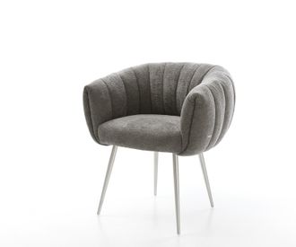 DELIFE Esszimmerstuhl Jada-Flex Boucl&eacute; Soft Schlamm 4-Fu&szlig; konisch Edelstahl Taschenfederkern, Esszimmerst&uuml;hle