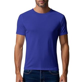 Generic Chemise &agrave; manches courtes pour homme, coupe ajust&eacute;e, col rond, t-shirt en jersey, l&eacute;ger et respirant, coupe classique, couleur unie, t-shirt d&eacute;t&eacute; pour