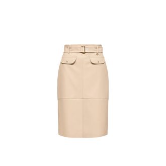 Moncler Moncler Knee-length Leather Skirt, Women, Beige, Size: 38