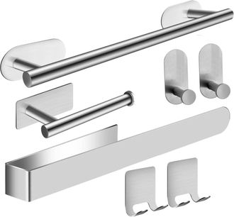 Hommey Handtuchhalter ohne Bohren, selbstklebender Handtuchhalter f&uuml;r Badezimmer, Handtuchhalter 40 cm + 3 Badezimmerzubeh&ouml;r, Edelstahl 304, sehr starker Kle