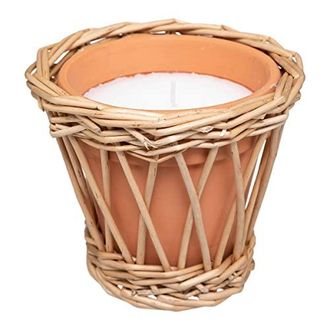 Atmosphera JJA Duftkerze Citronnell, Terrakotta, Rattan, 24 Stunden