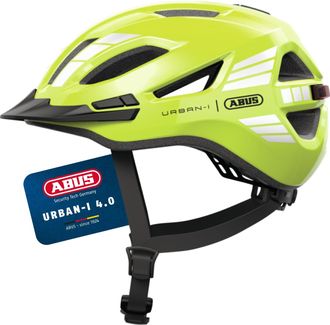 ABUS Stadthelm Urban-I 4.0 - Fahrradhelm mit aufladbarem R&uuml;cklicht, 2 Leuchtmodi, Schirm, Zopf-&Ouml;ffnung und magnetischem Verschluss - f&uuml;r Jugendliche, Fraue