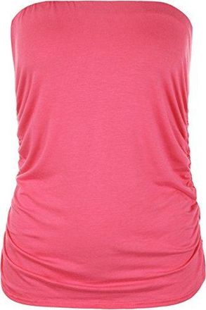 WearAll Grande Taille Bandeau Top ruch&eacute; sans Manches - Cerise - 48-50